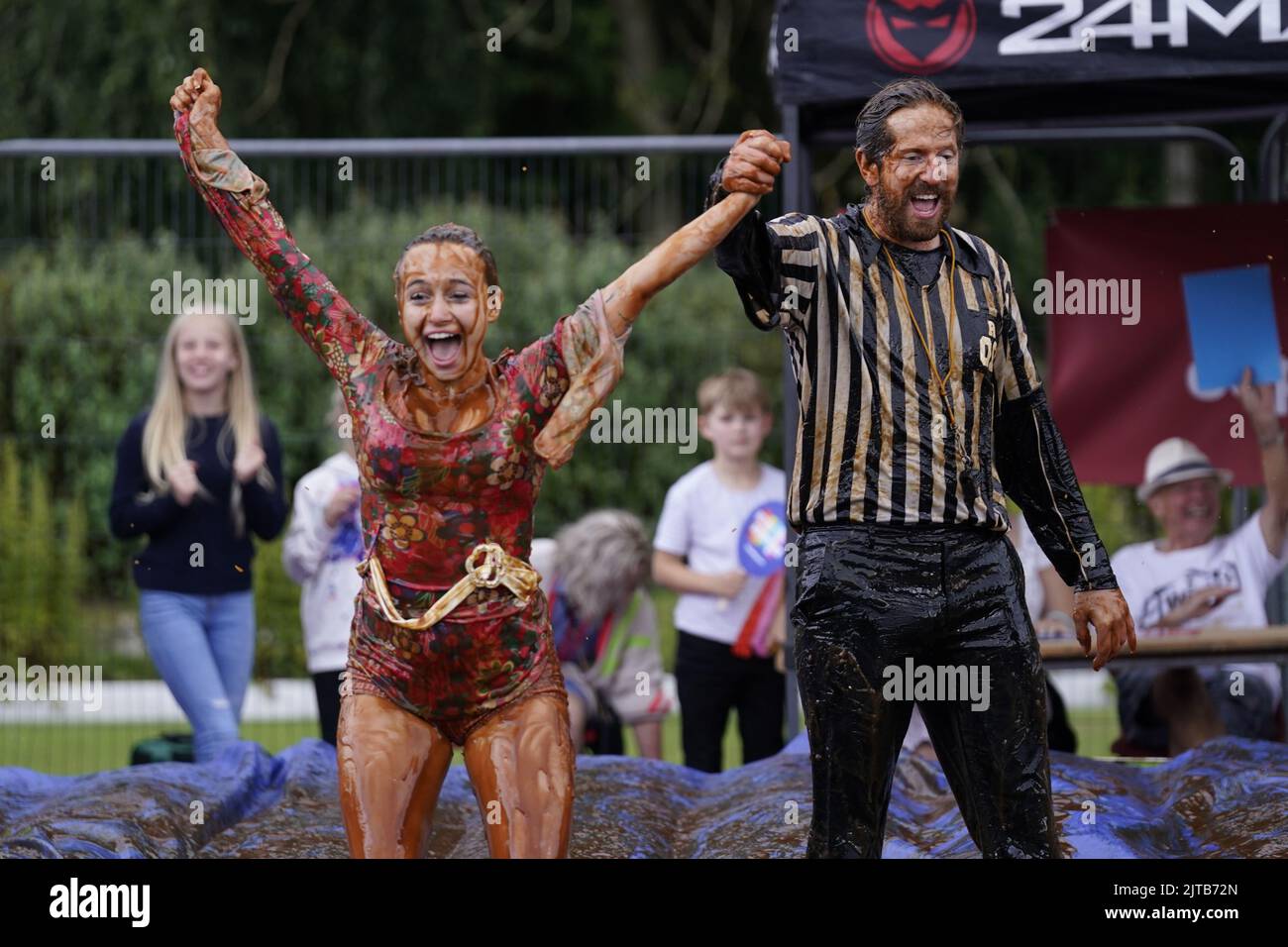 Imogen Young, 21, winner of the female event, celebrating her victory ...