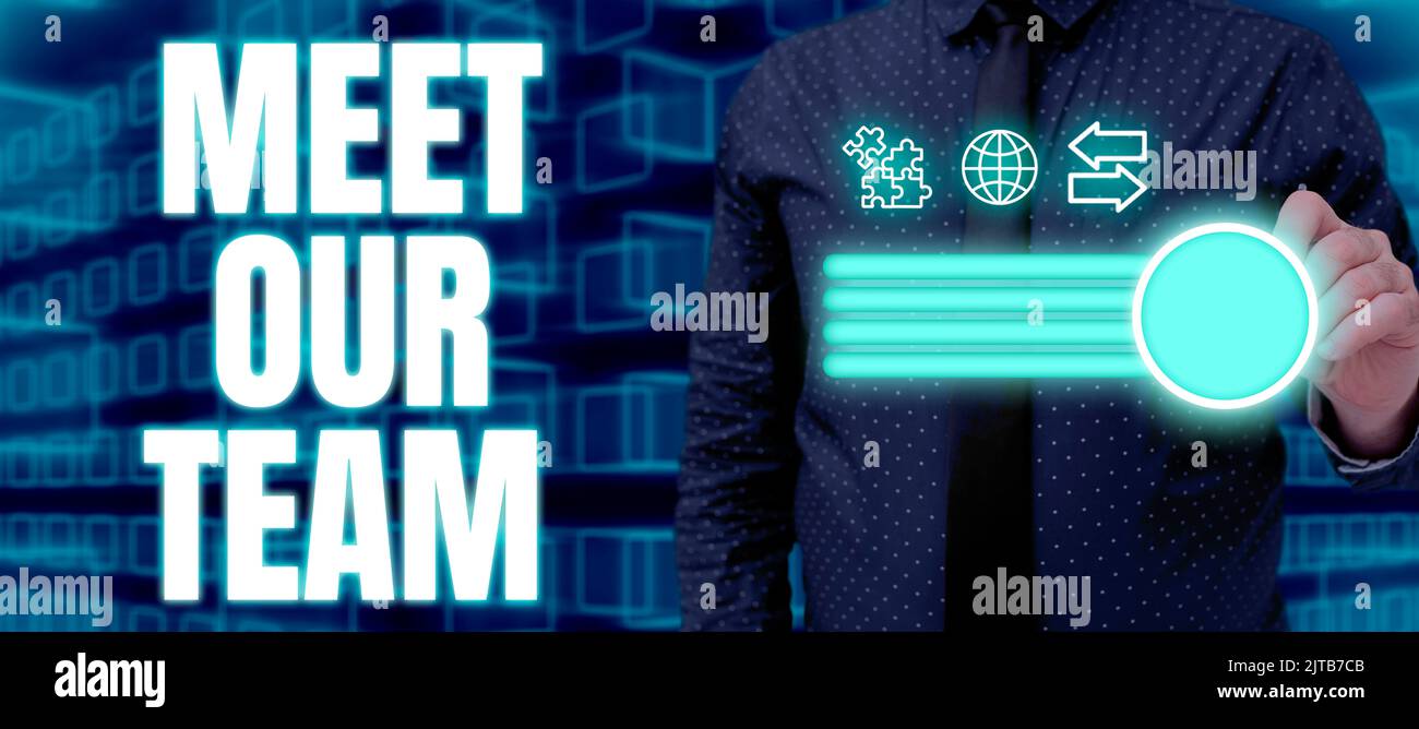 Text sign showing Meet Our Team. Internet Concept Presentation of a ...