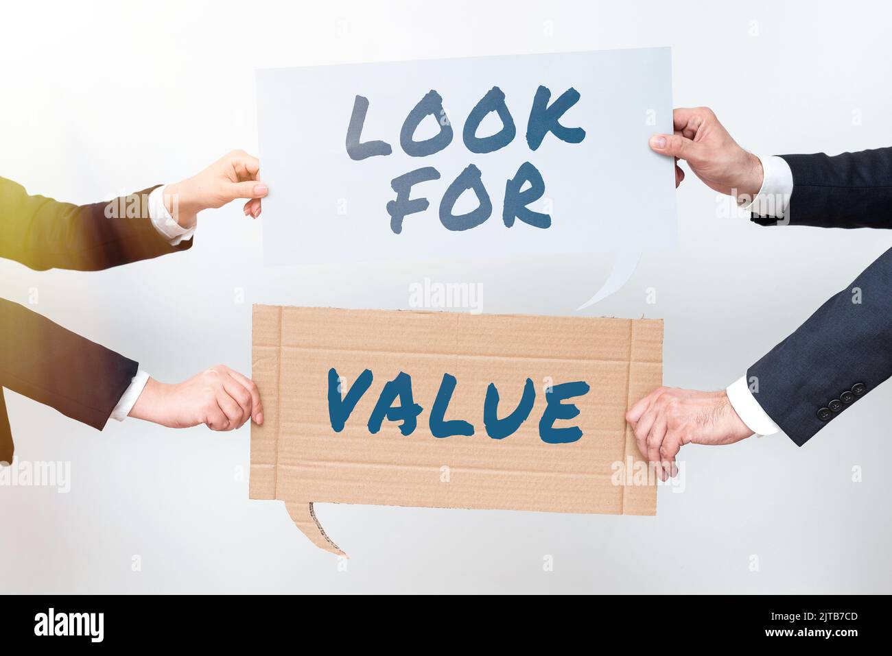 Conceptual caption Look For Value. Business approach Seeking valuable ...