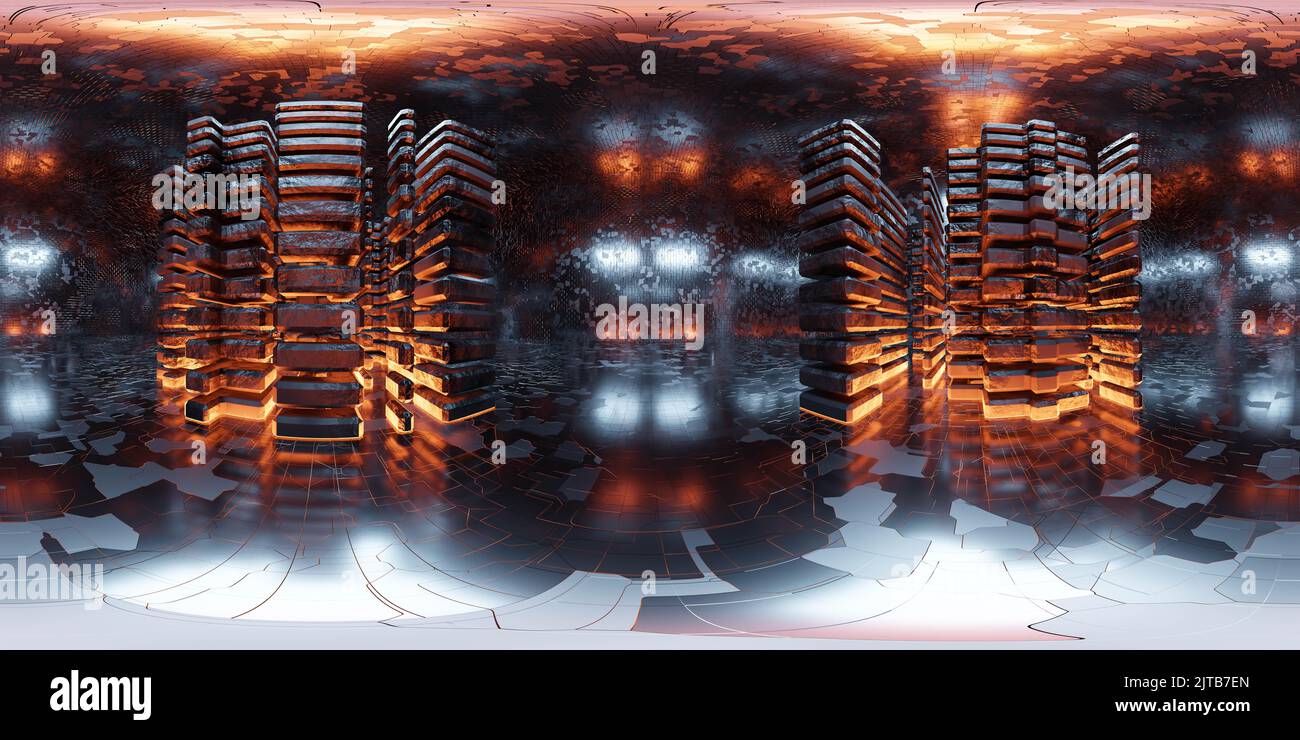 360 degree full panorama environment map of abstract dark futuristic ...