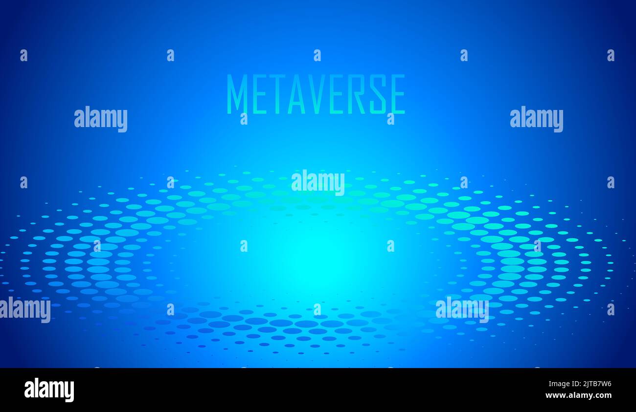 Metaverse virtual reality technology. Digital world map. Abstract blue gradient futuristic ...