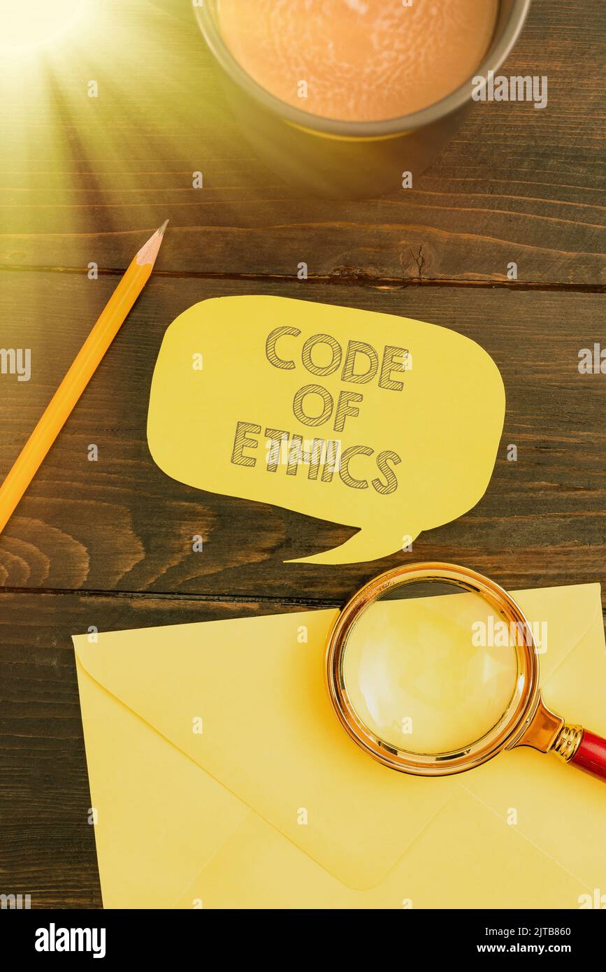 Inspiration showing sign Code Of Ethics. Conceptual photo Moral Rules ...