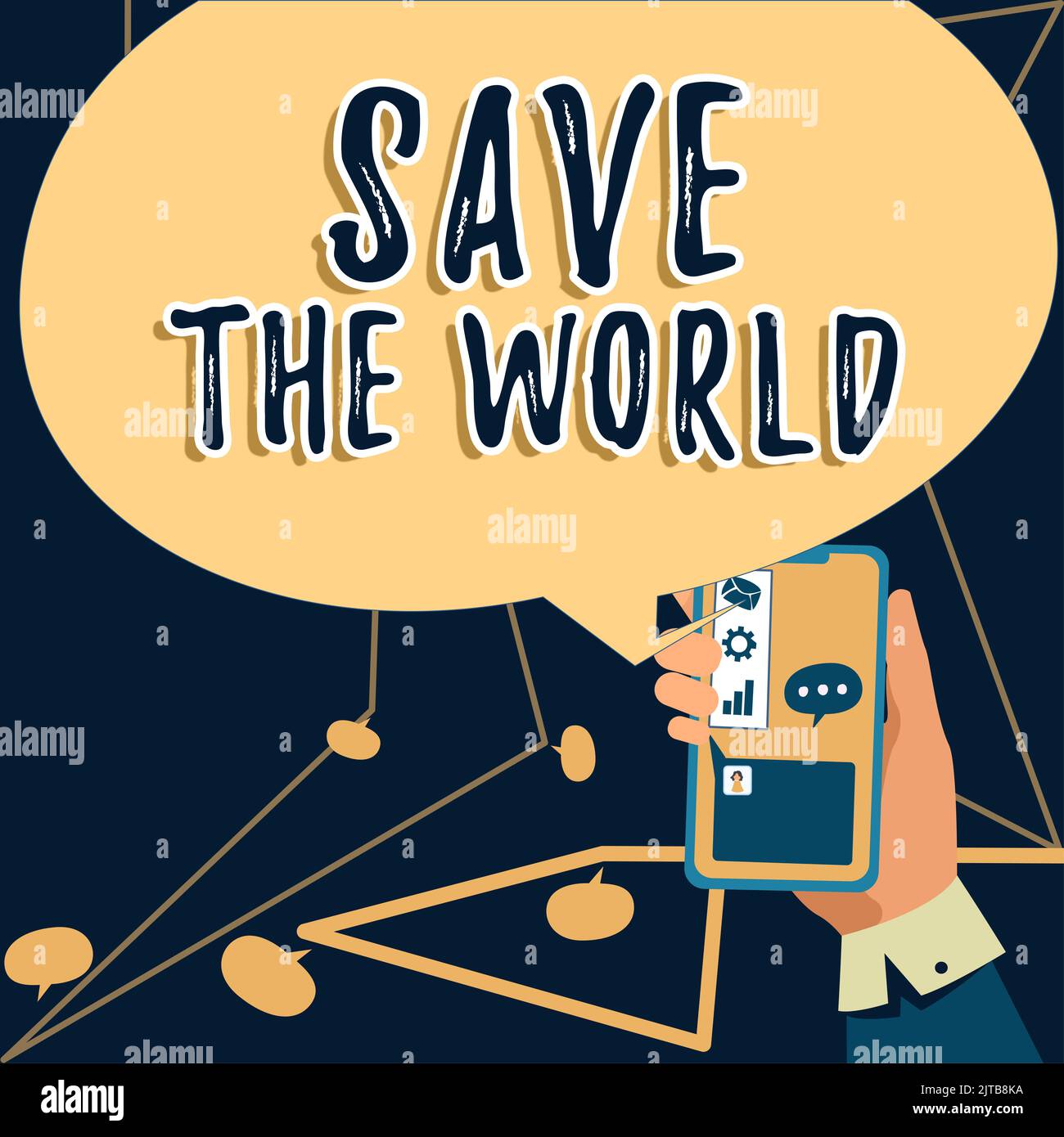 Text caption presenting Save The WorldProtect the environment and the ...