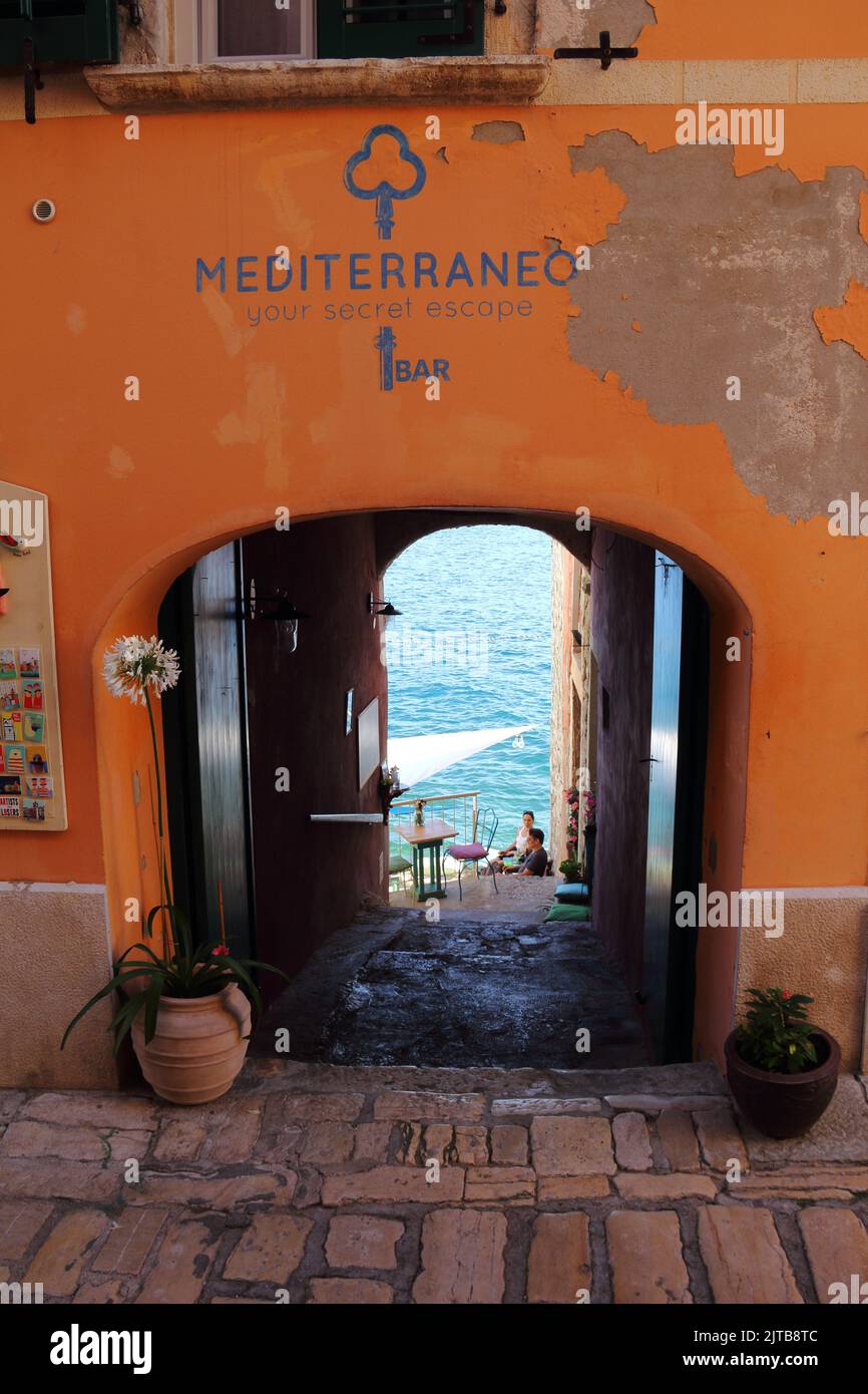 An orange bar in Mediterraneo in Rovinj Stock Photo - Alamy