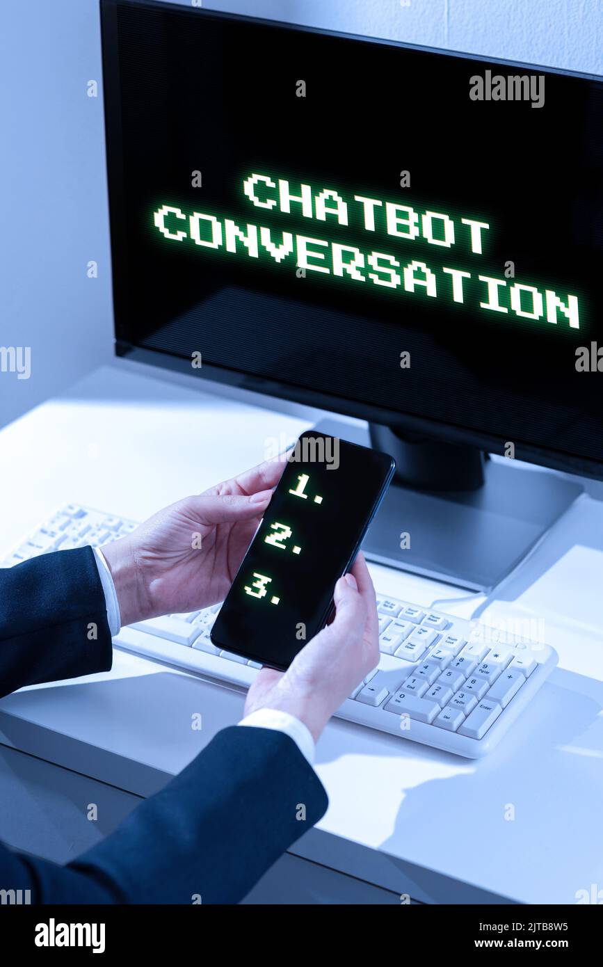 Text caption presenting Chatbot Conversation. Business showcase ...