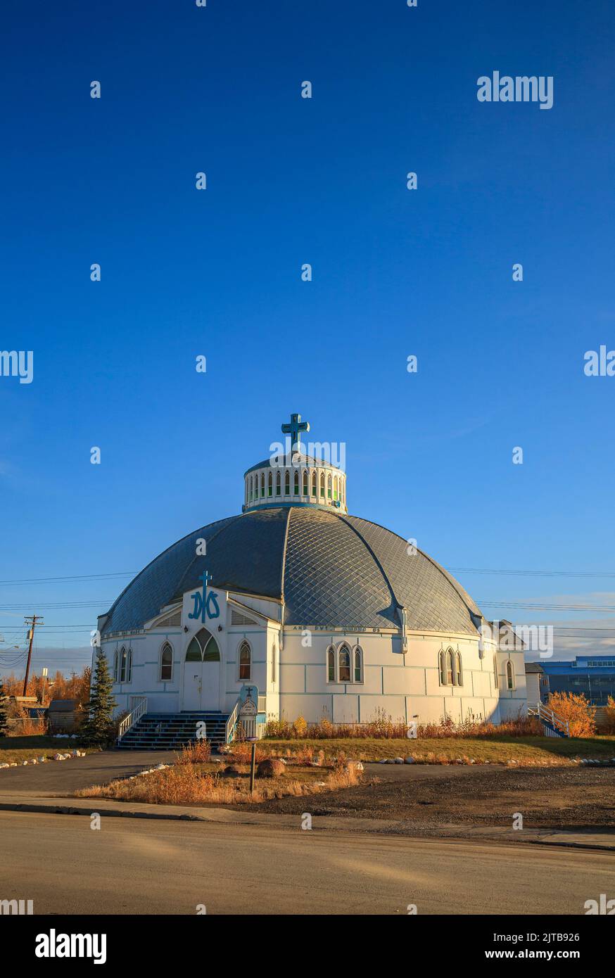 The Our Lady of Victory Catholic church in Inuvik, with its unique ...