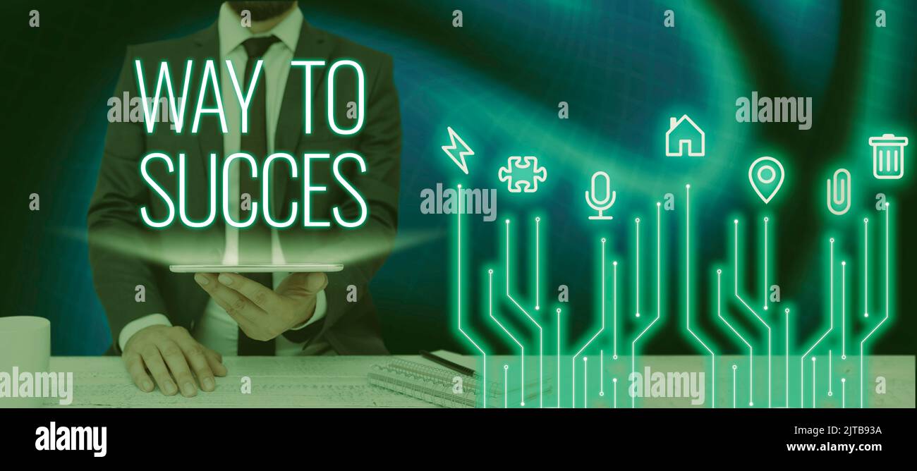 Text caption presenting Way To Success, Business idea On the right path ...