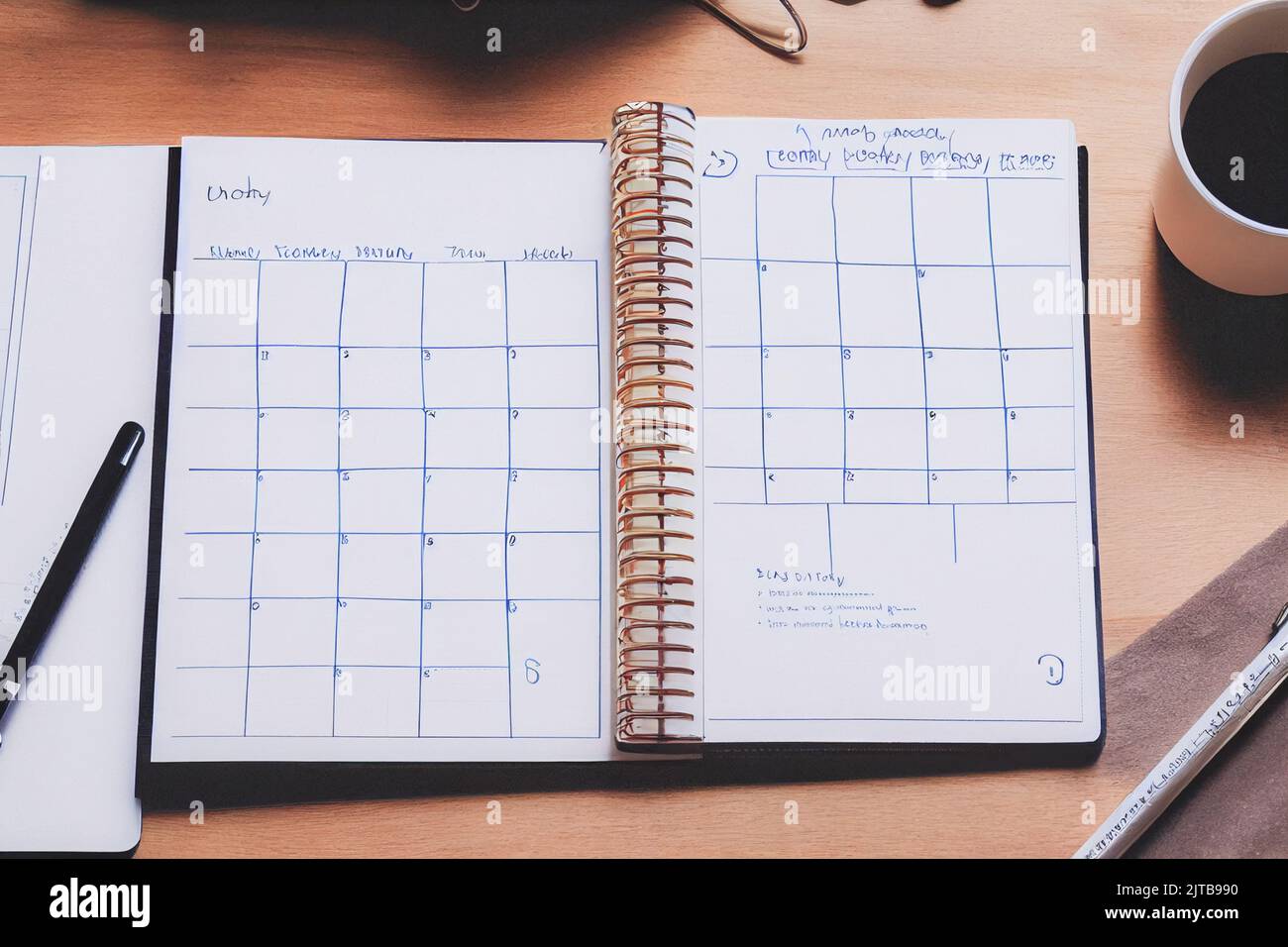 Agenda for the meeting at Calendar book with a blank list, planning ...