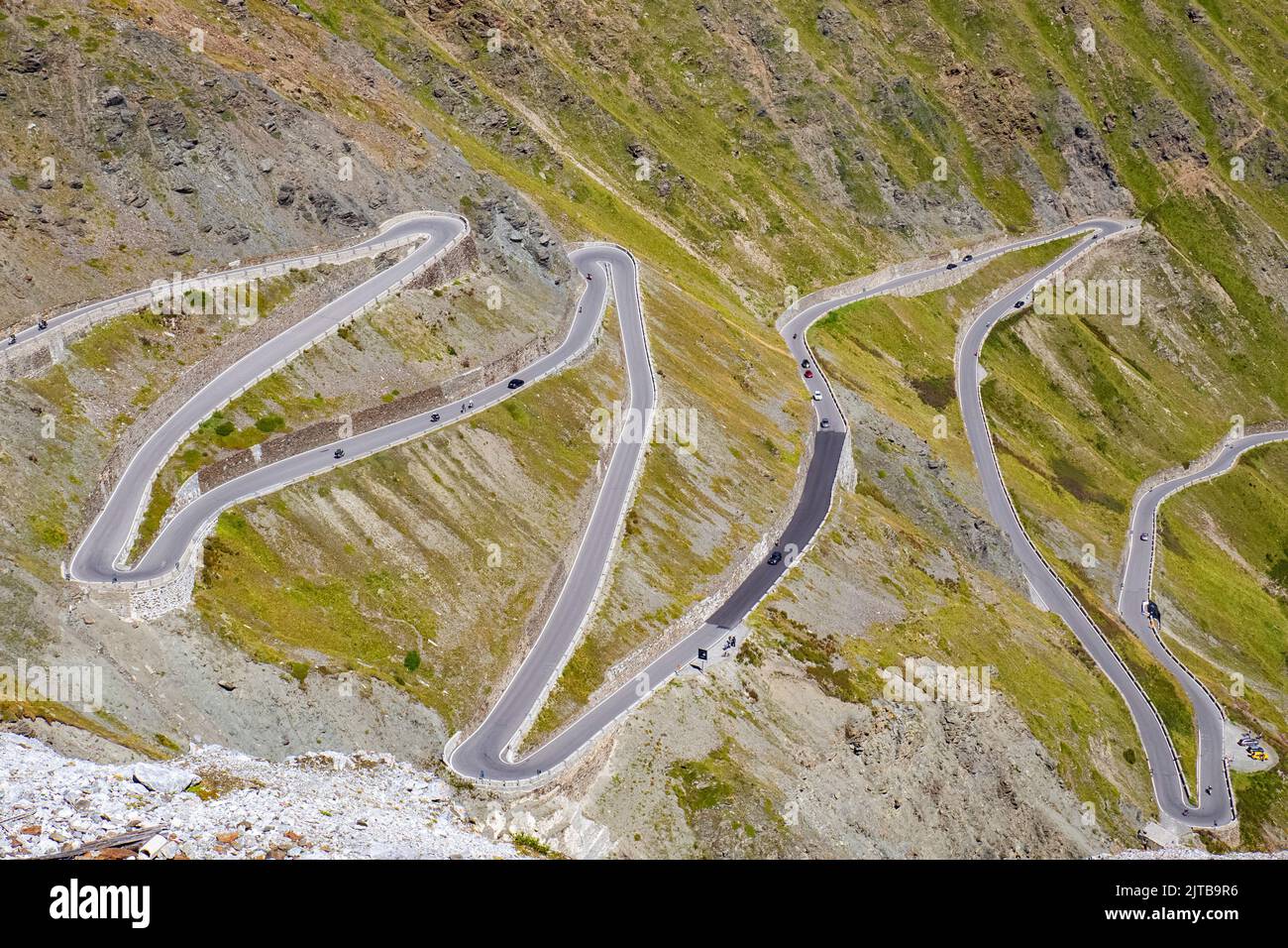 View of the road of the Stelvio Pass Stock Photo - Alamy