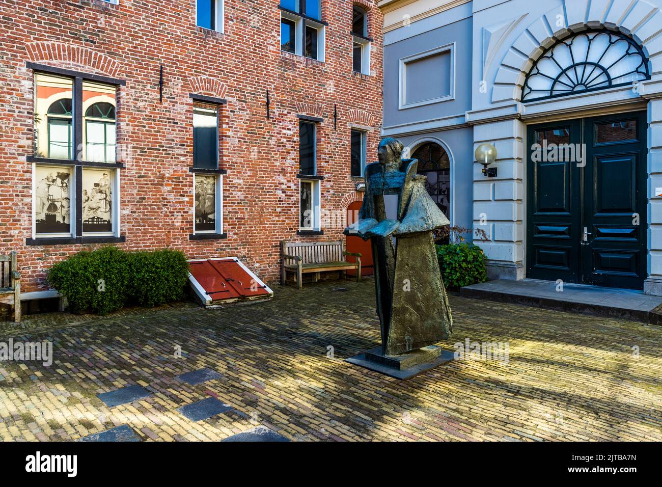 Statue of Johannes Cele, who was rector of the Latin school in Zwolle ...