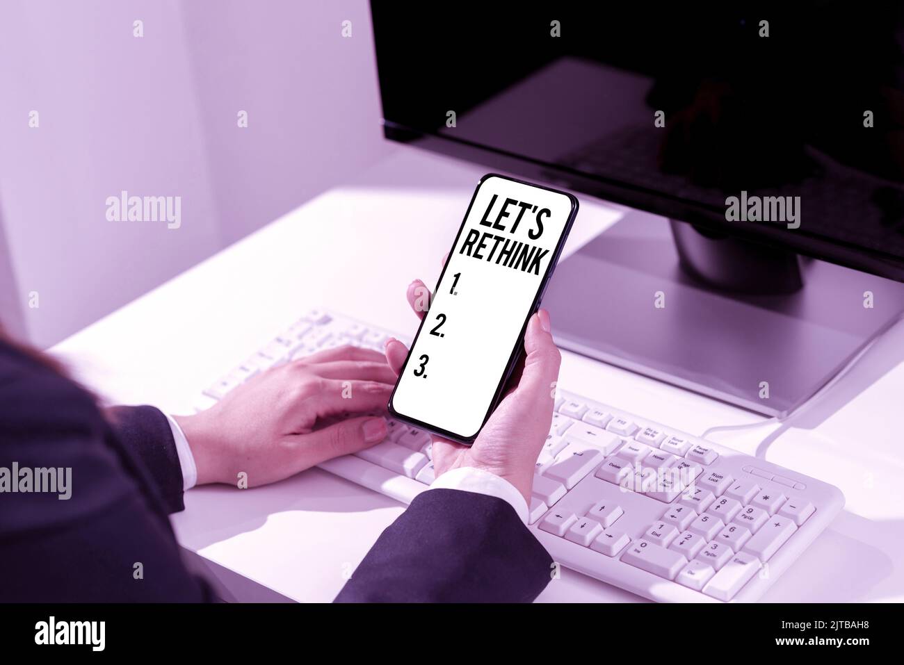 Hand writing sign Let S Rethink. Business overview Give showing time to ...