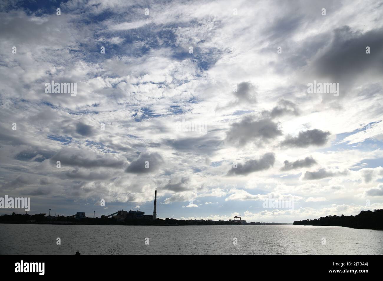 Monsoon clouds over the Ganges from Botanical Garden ghat. Howrah, West ...
