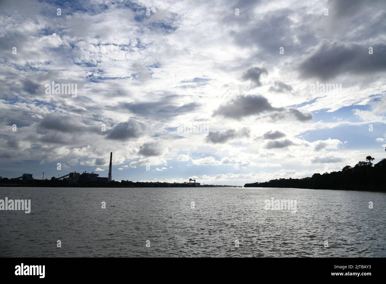 Monsoon clouds over the Ganges from Botanical Garden ghat. Howrah, West ...