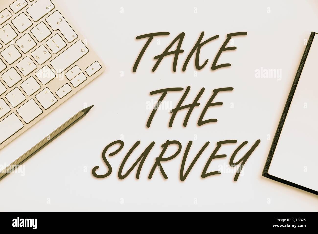 Text caption presenting Take The Survey. Business showcase Fill in the ...