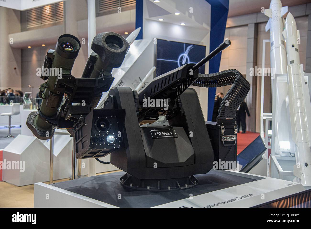 A remote Controlled Weapon Station (RCWS) seen displayed during the ...