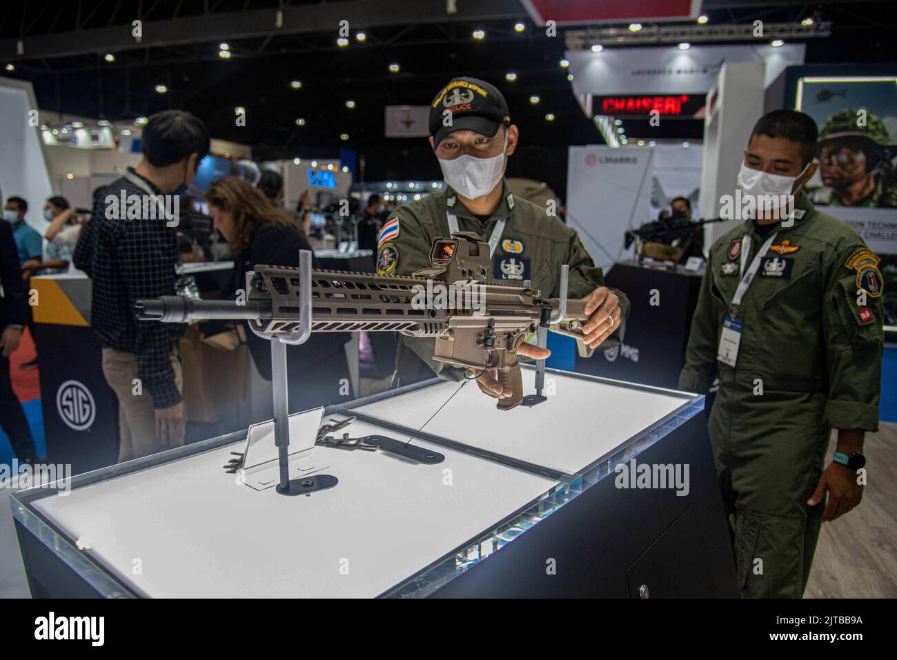 Nonthaburi, Thailand. 29th Aug, 2022. Thai army personnel experiences a ...