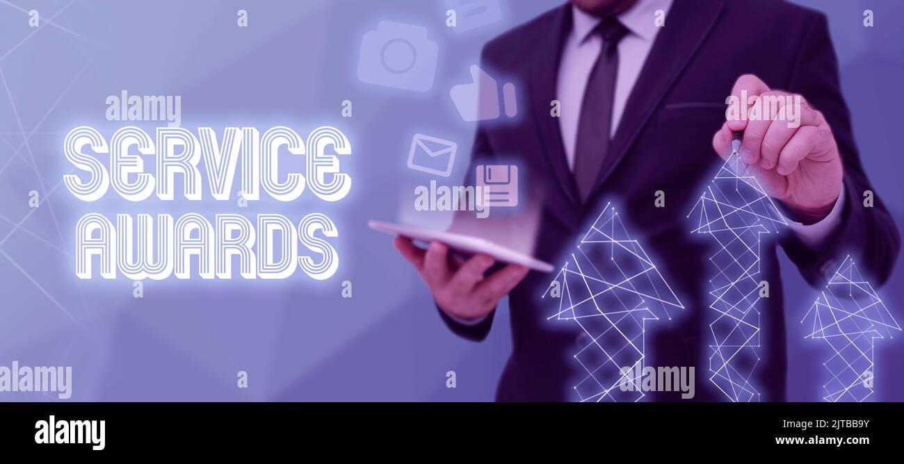 Conceptual caption Service AwardsRecognizing an employee for his or her ...