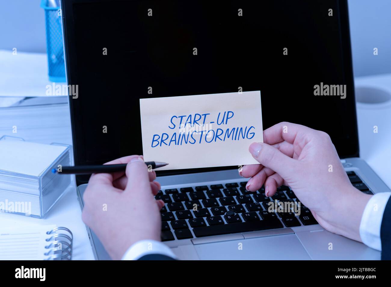 Text caption presenting Start Up Brainstorming. Business overview Team ...