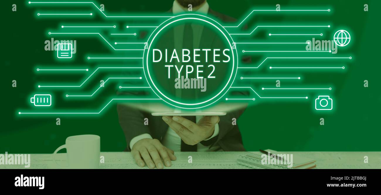 Handwriting text Diabetes Type 2. Business overview condition which ...