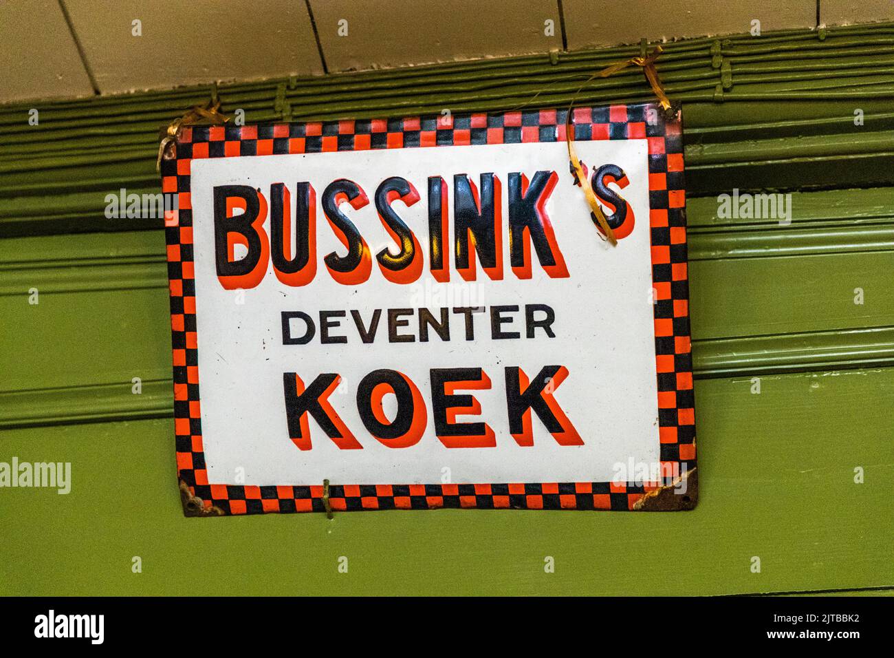 Bussink's honey cake manufactory in Deventer, Netherlands. Old enamel ...