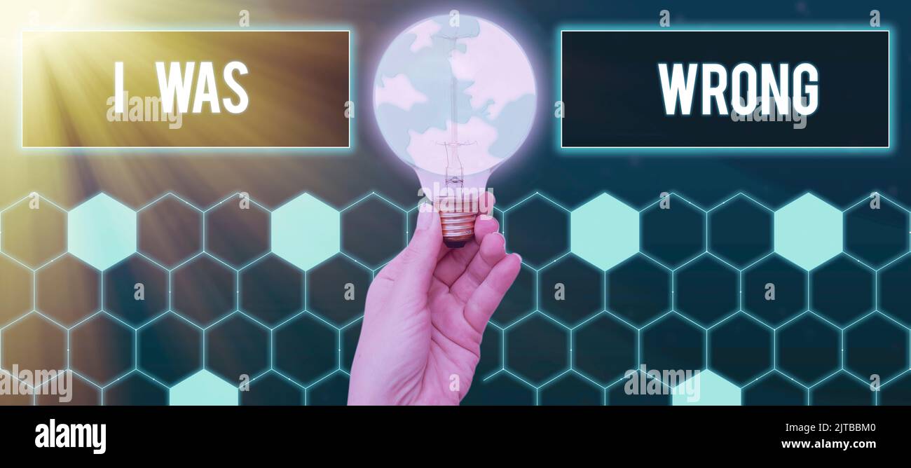 Conceptual display I Was Wrong. Business showcase Acceptance of a ...