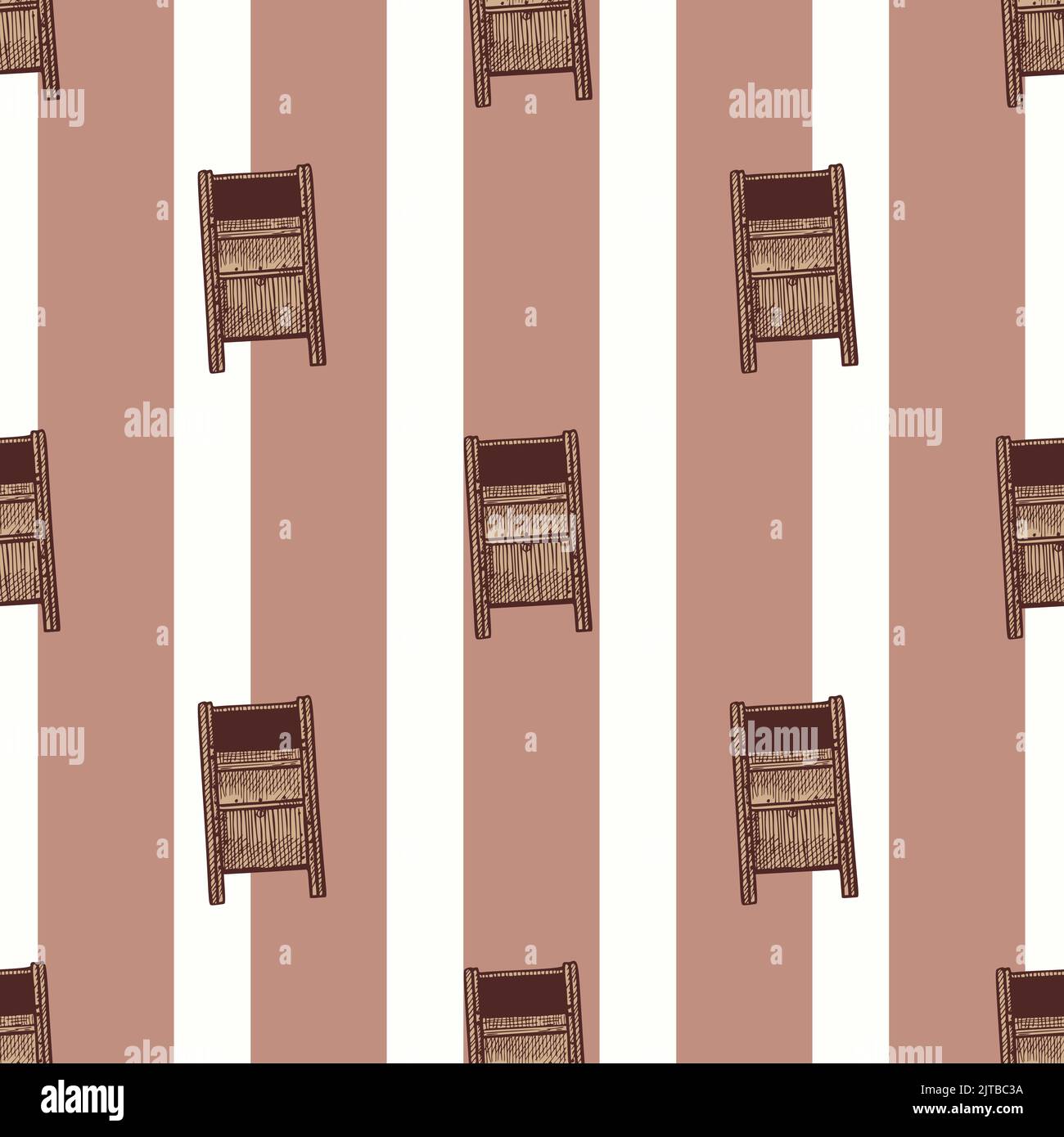 Mailbox engraved seamless pattern. Vintage letterbox in hand drawn ...