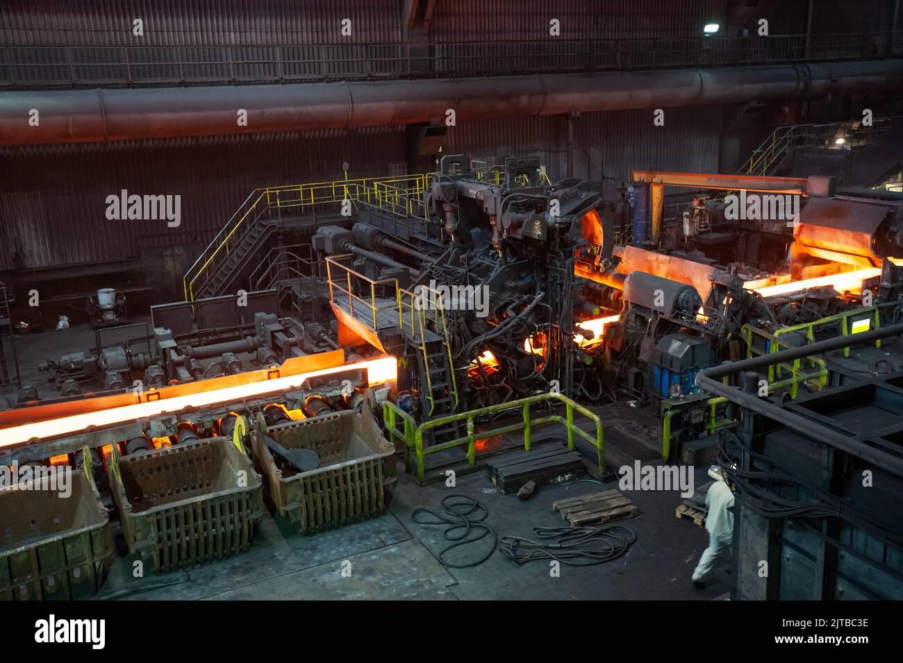 Metallurgical factory in Germany, hot rolled metal conveyor, sheet ...