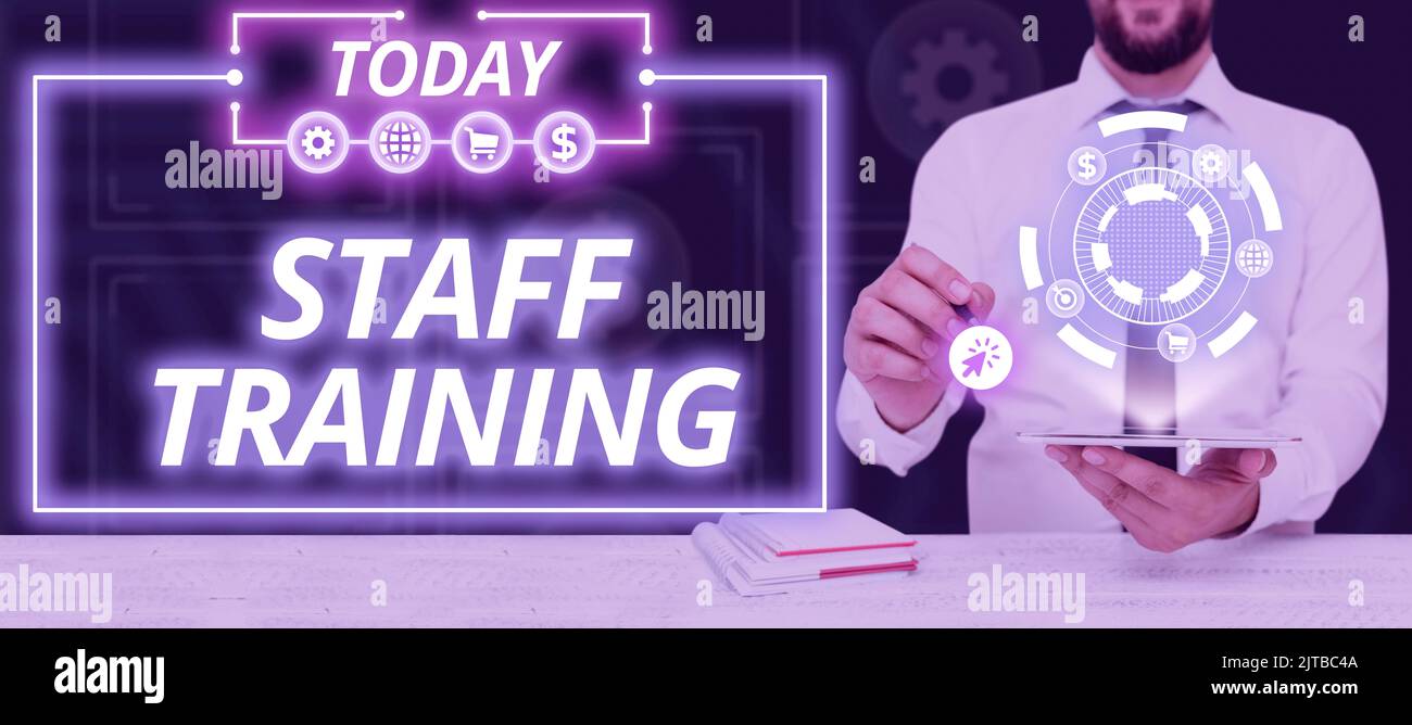 Text showing inspiration Staff TrainingA program that helps employees ...