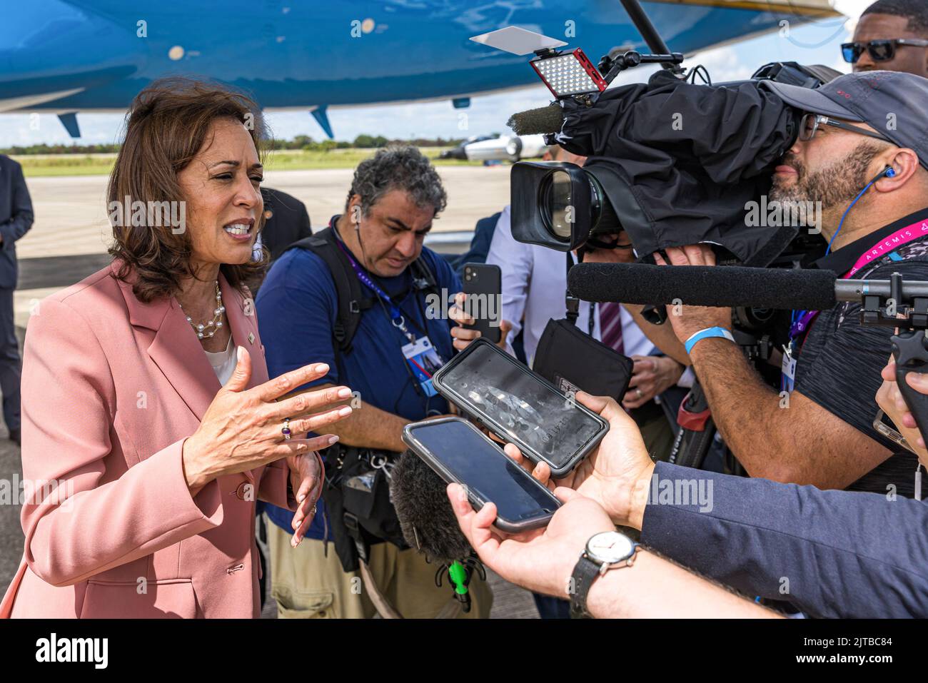 Florida, US, Aug. 29, 2022, Vice President Kamala Harris speaks to ...
