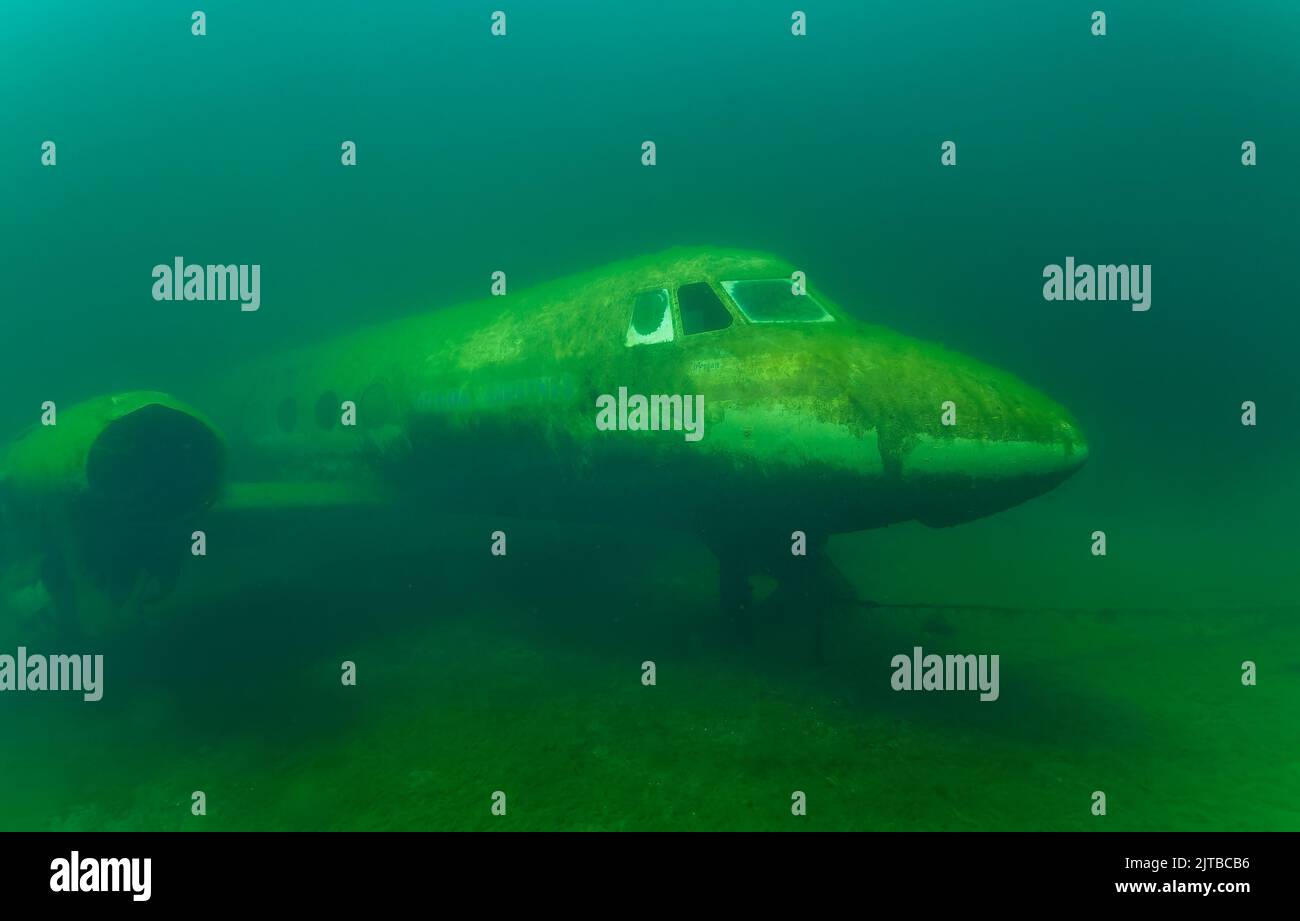 Ottawa OH - August 3rd 2022: Fuselage of a sunken airplane used for ...