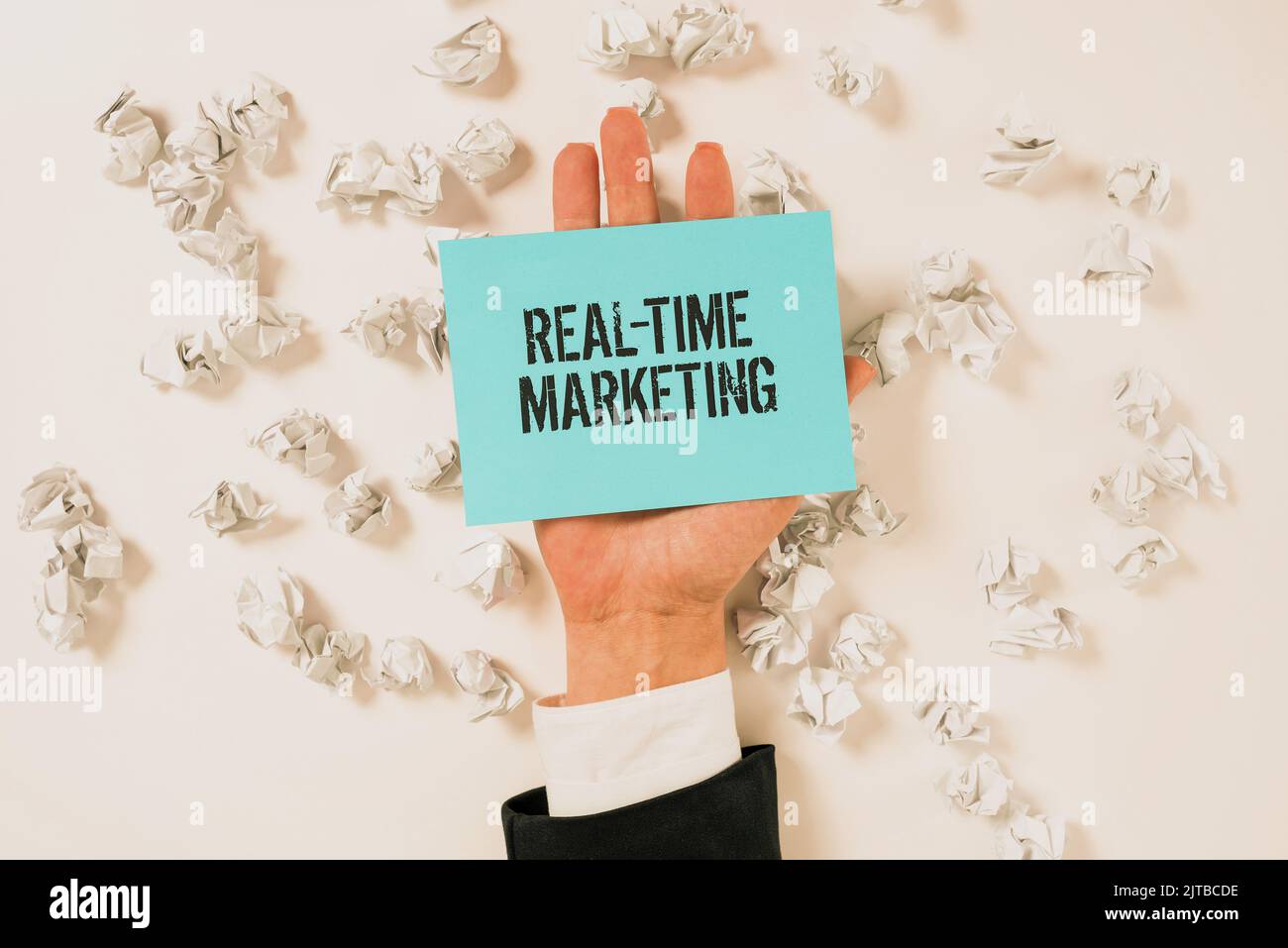 Sign displaying Real Time Marketing. Business approach Creating a ...