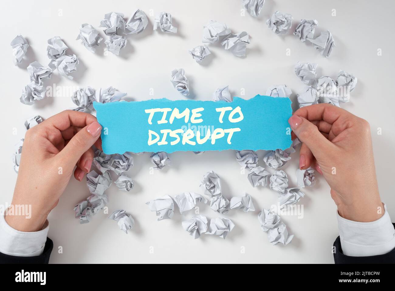 Hand writing sign Time To Disrupt. Business idea Moment of disruption ...