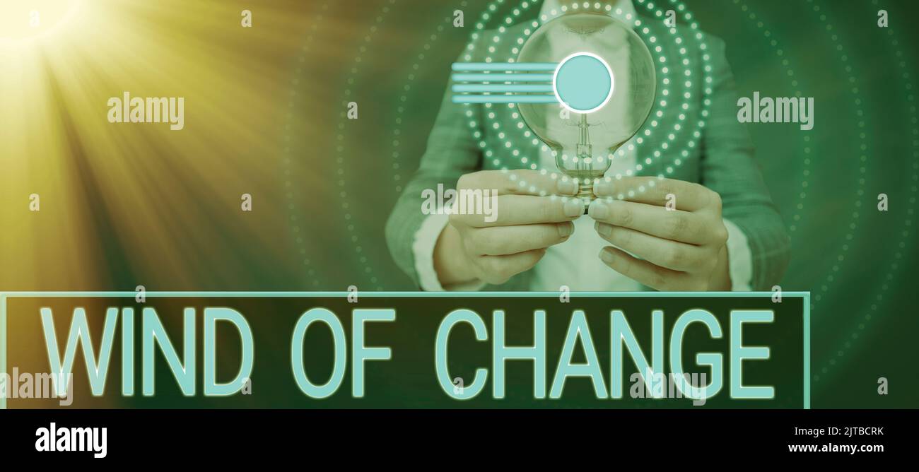 Sign displaying Wind Of Change, Word for Changing time growing up doing ...