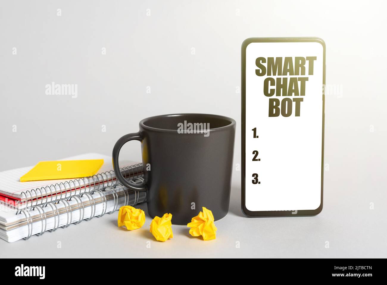 Hand writing sign Smart Chat Bot. Business approach Artificial intelligence chatting with ...