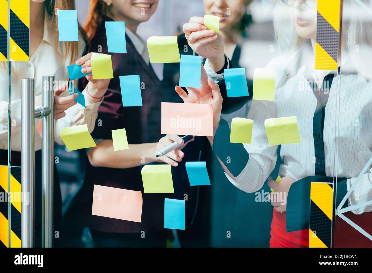 business team cooperation post note group office Stock Photo - Alamy