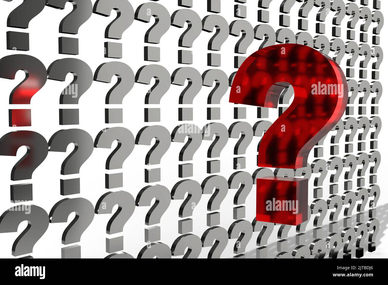 Row of question marks on a white background. 3d render Stock Photo - Alamy