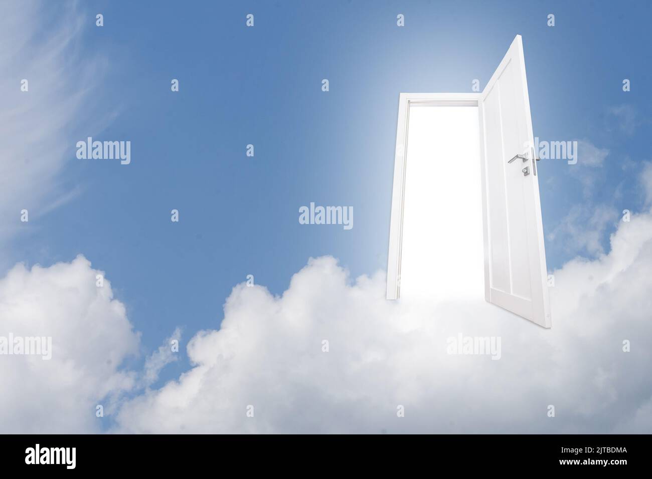 Doors opening to a heavenly sight of fluffy clouds Stock Photo - Alamy