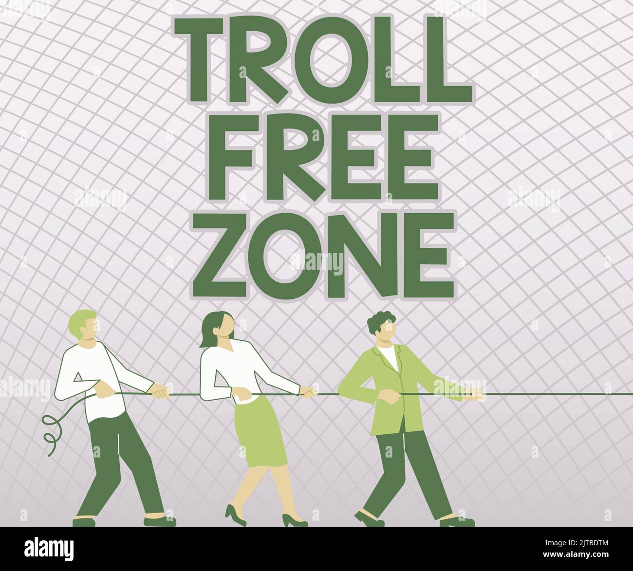 Text caption presenting Troll Free Zone. Word for Social network where ...