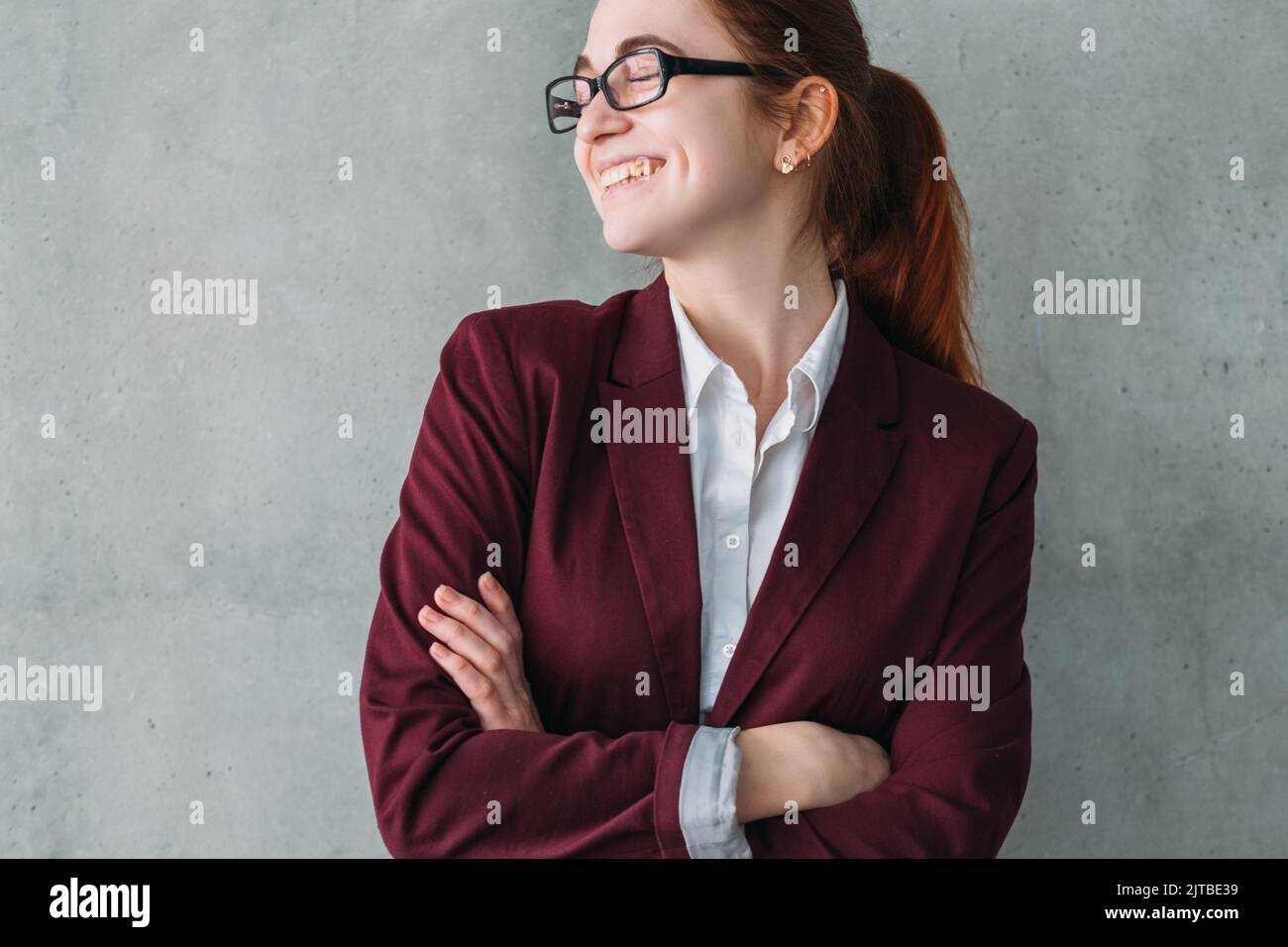 corporate intern career start woman copy space Stock Photo - Alamy