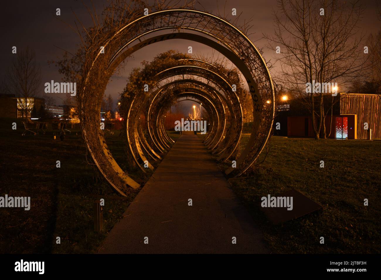 A breathtaking shot of a path with a beautiful circular shape between ...