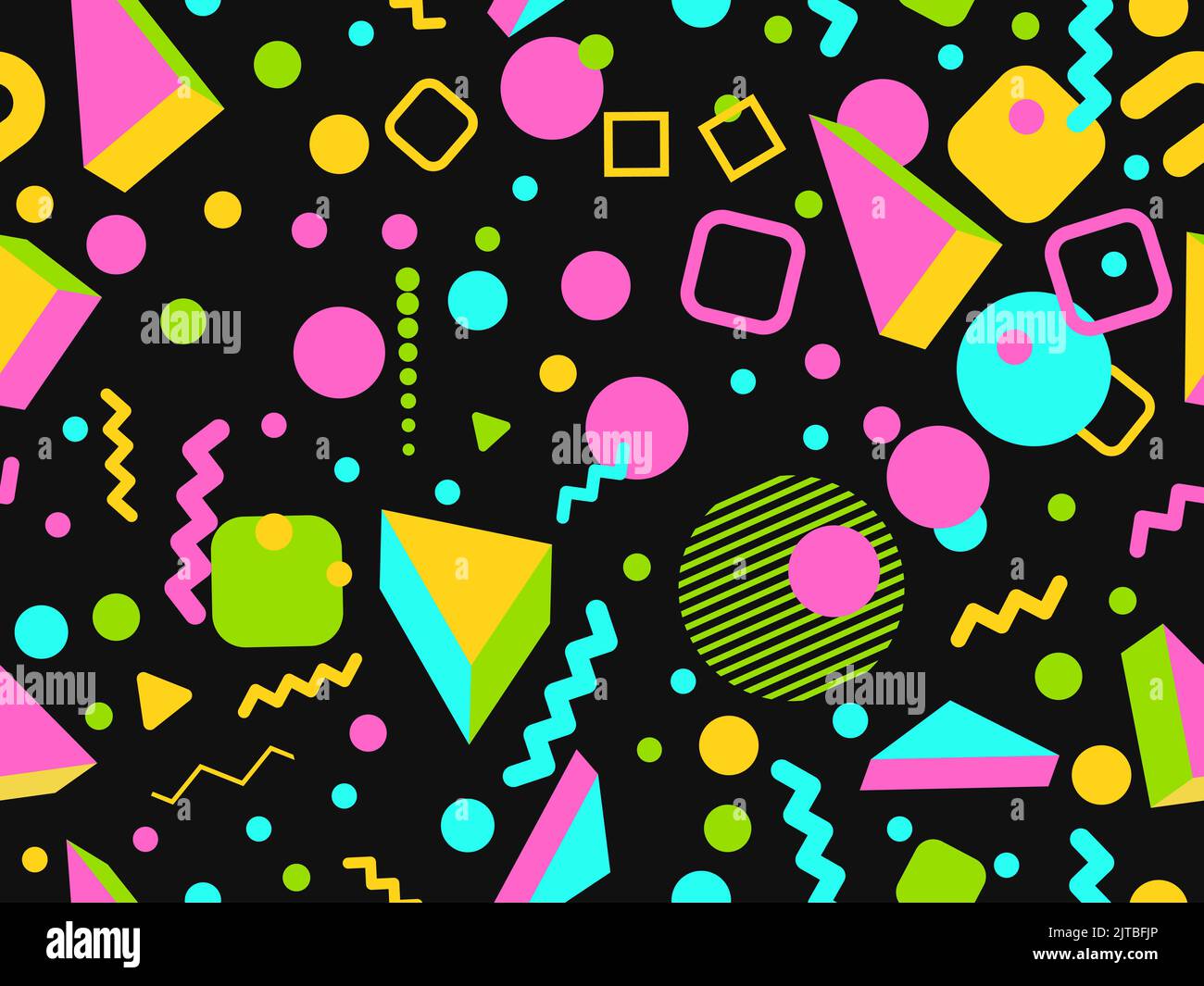 Memphis seamless pattern with 3d geometric shapes in 80s style ...