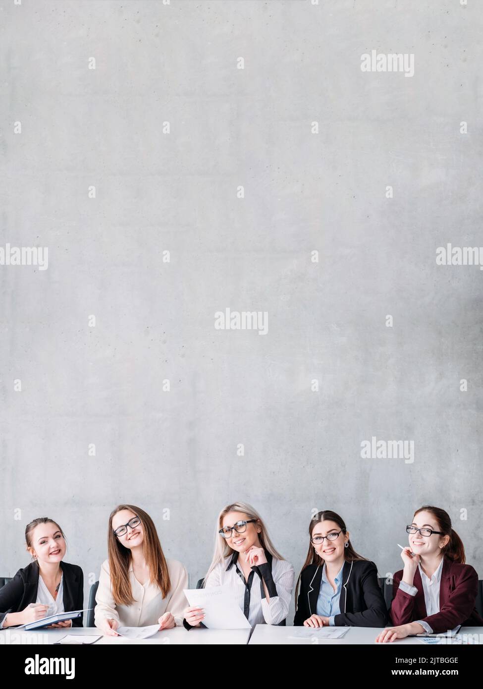recruitment team business job hire woman applicant Stock Photo - Alamy