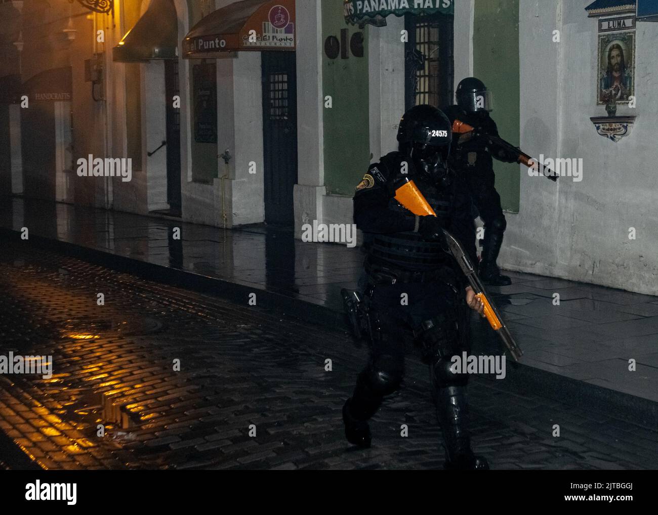 San Juan SWAT clear the street near La Fortaleza of LUMA Energy ...