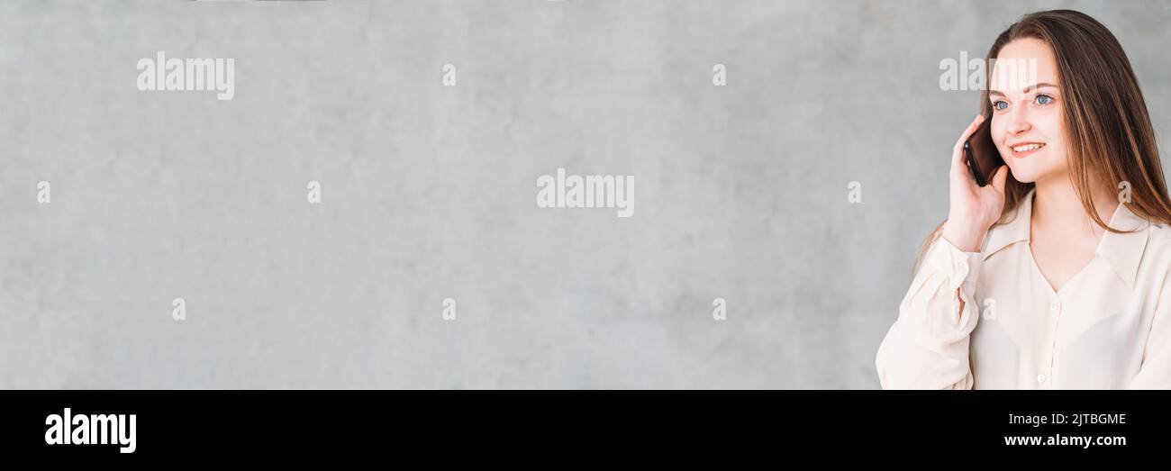 business communication woman talk client phone Stock Photo - Alamy