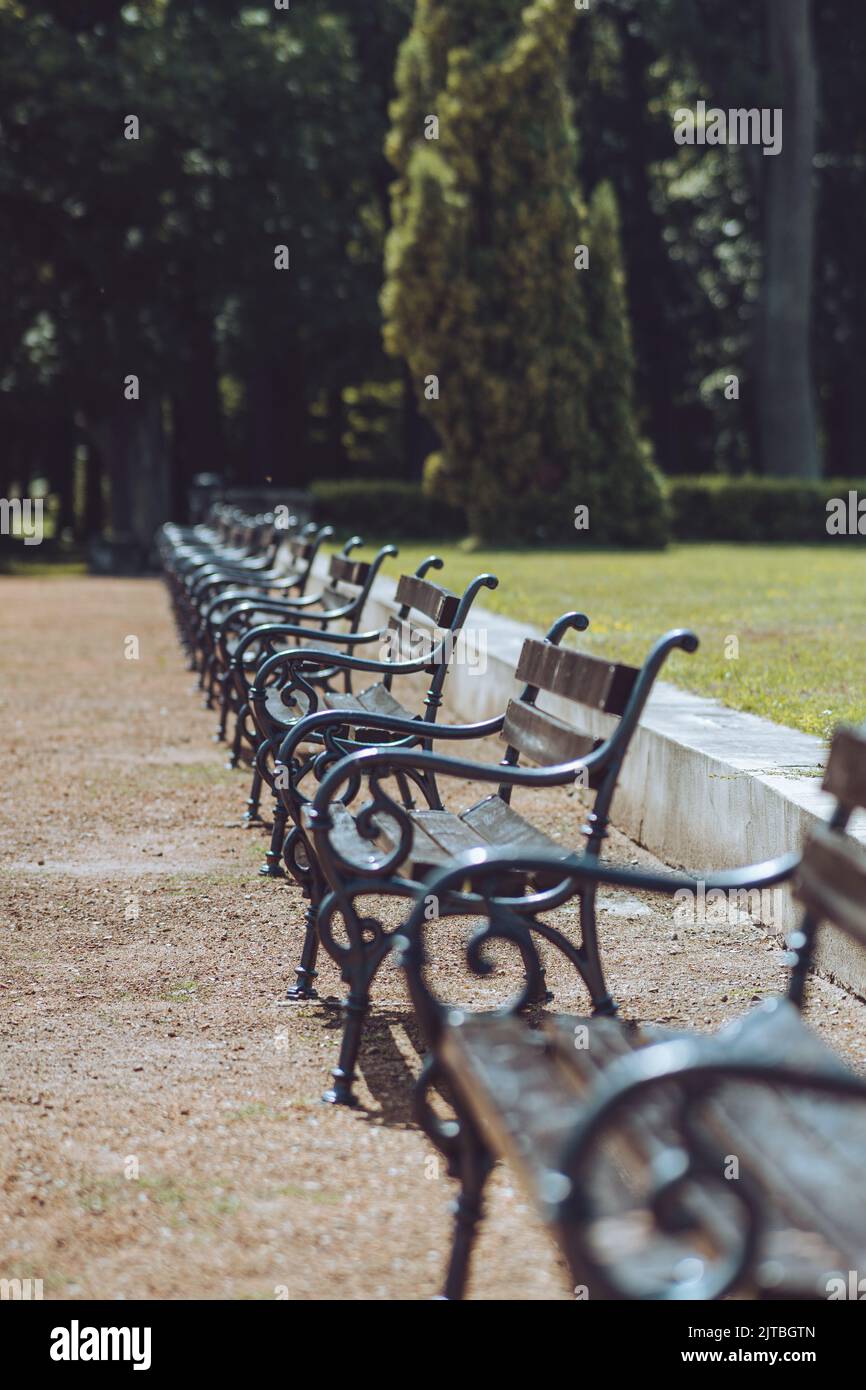 Beautiful shot wooden benches hi-res stock photography and images - Alamy