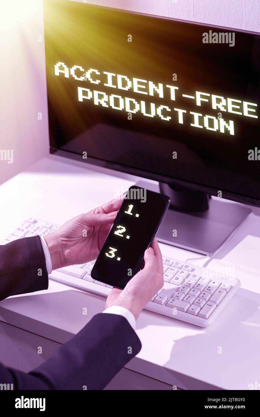 Sign displaying Accident Free Production. Word Written on Productivity ...