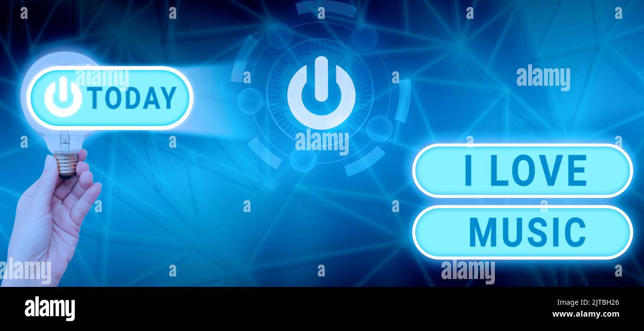 Conceptual caption I Love Music. Word Written on Having affection for ...