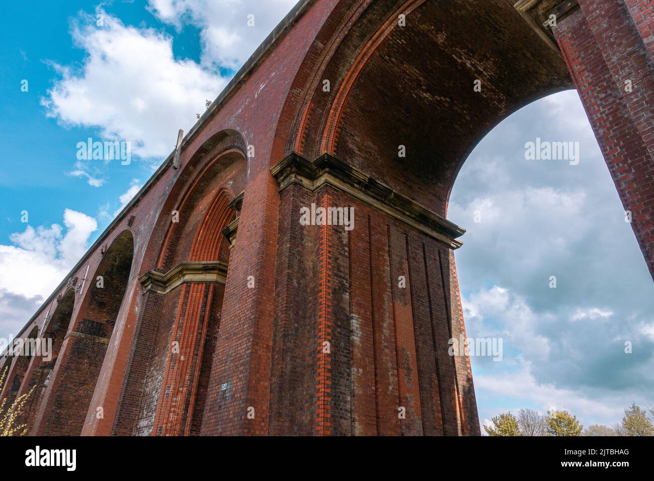 Whalley Viaduct - a 48 span railway bridge - a close up of the ...