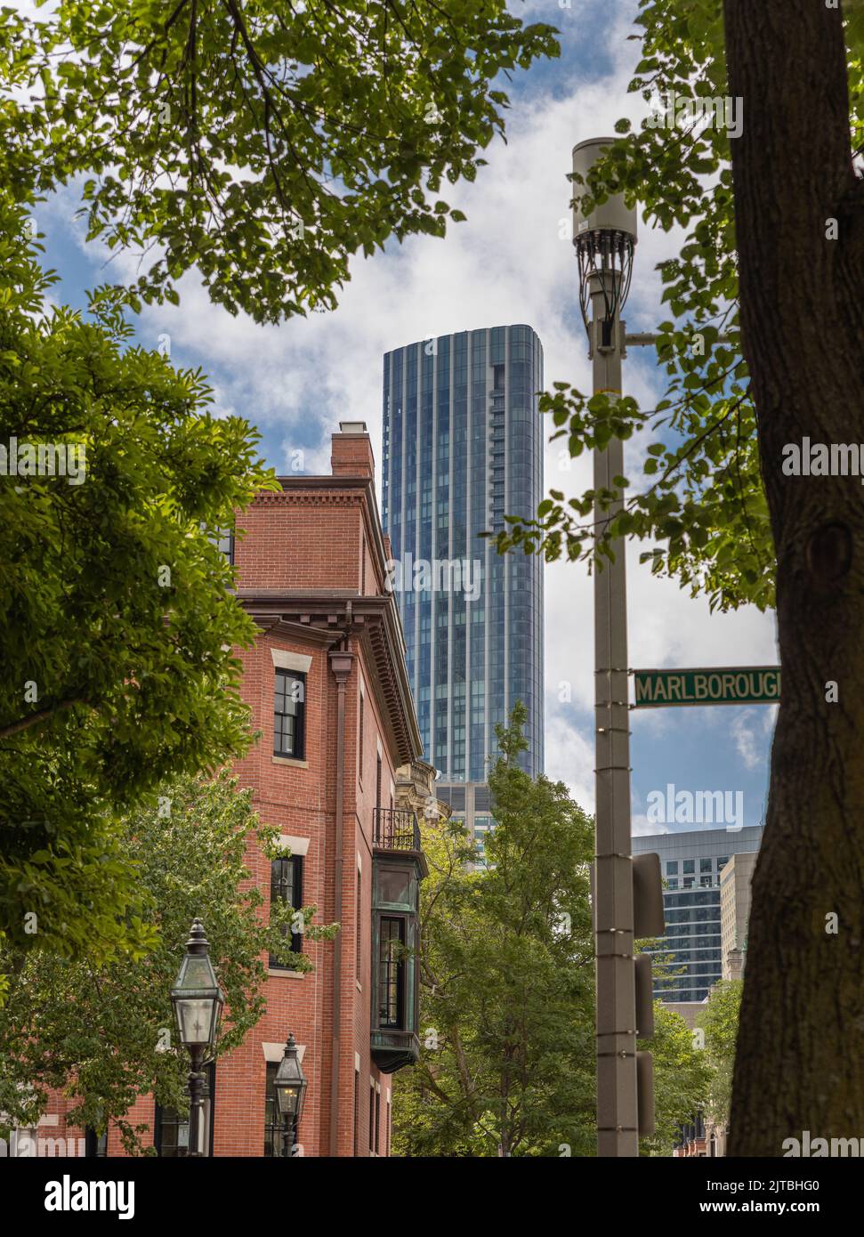 A few old Boston buildings with new skyscrapers Stock Photo - Alamy