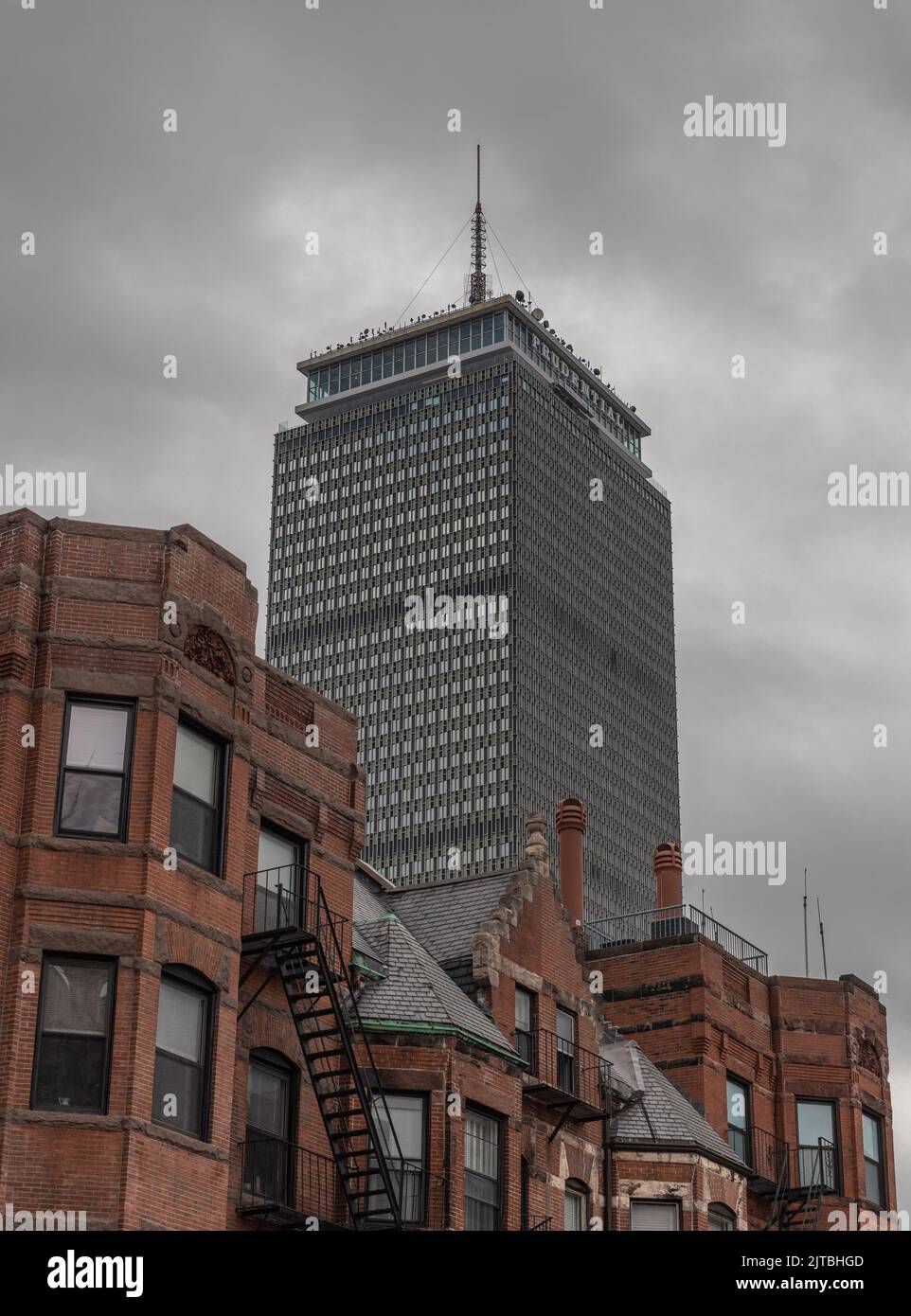 A few old Boston buildings with new skyscrapers Stock Photo - Alamy
